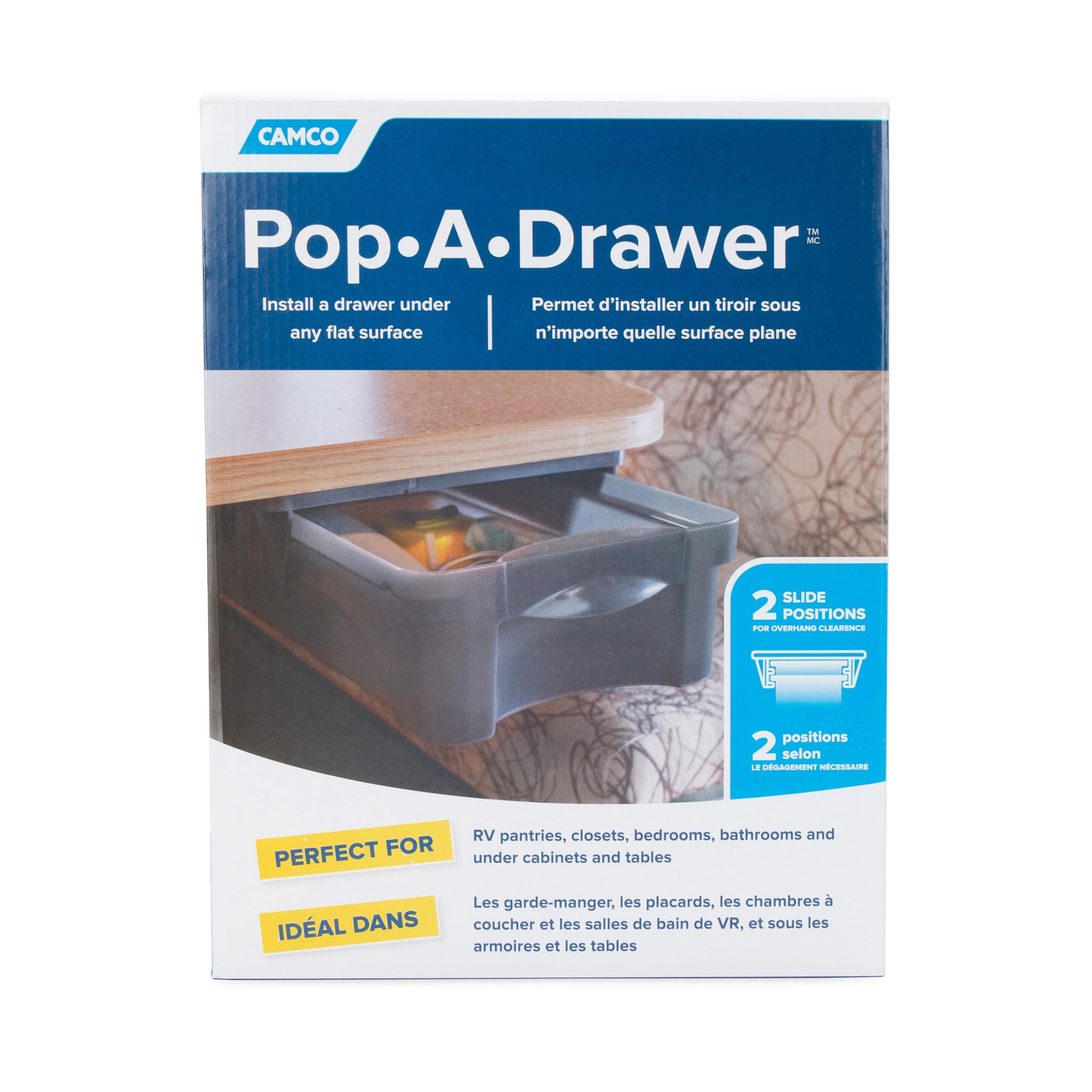Camco® 43450 - Charcoal Plastic Under Cabinet Pop-a-Drawer - CAMPERiD.com